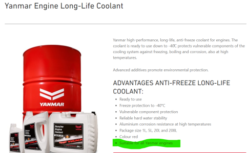 Which coolant for Yanmar diesel? | YBW Forum
